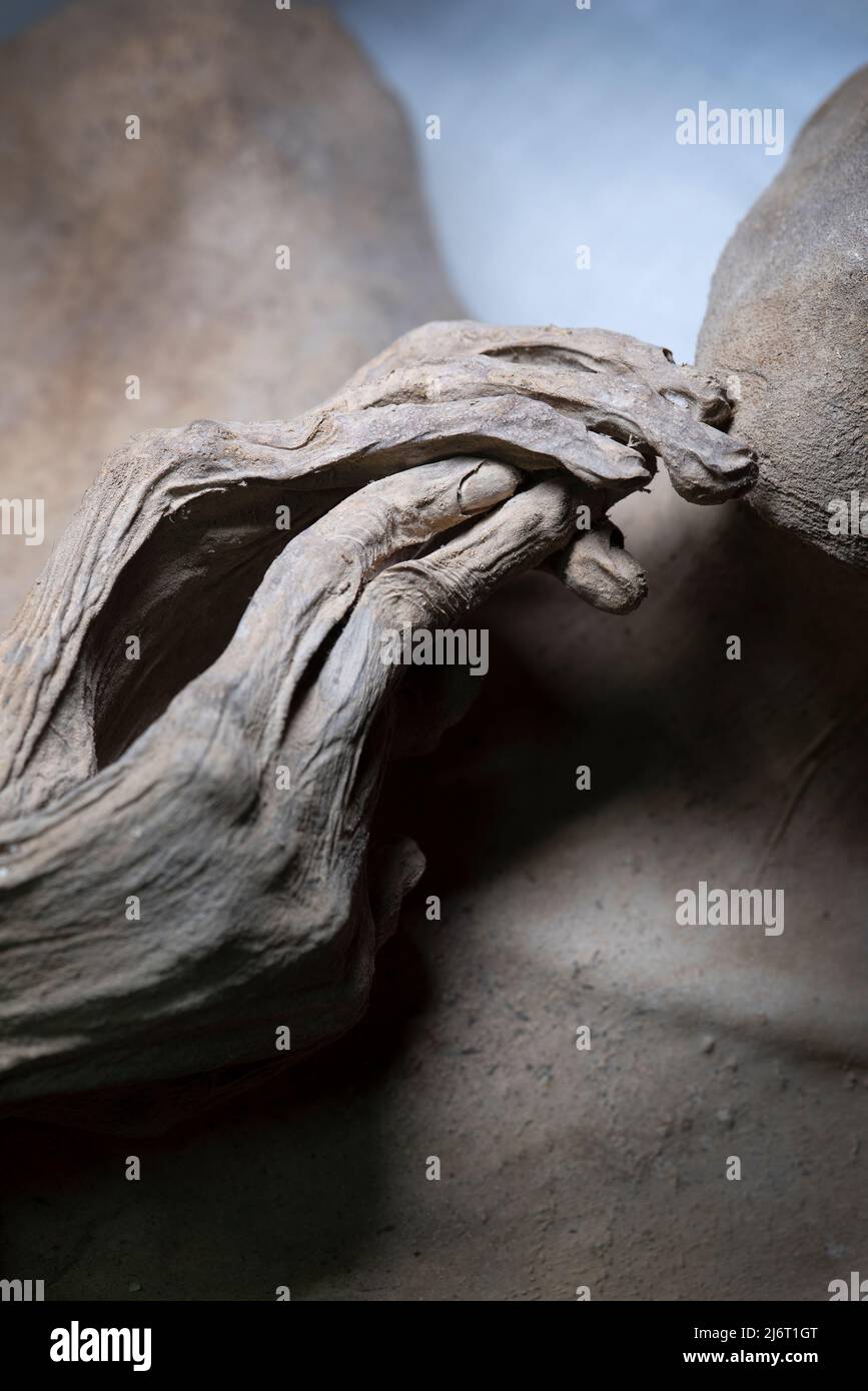 Hands of a mummy at the Museum of the Mummies, Spain Stock Photo - Alamy