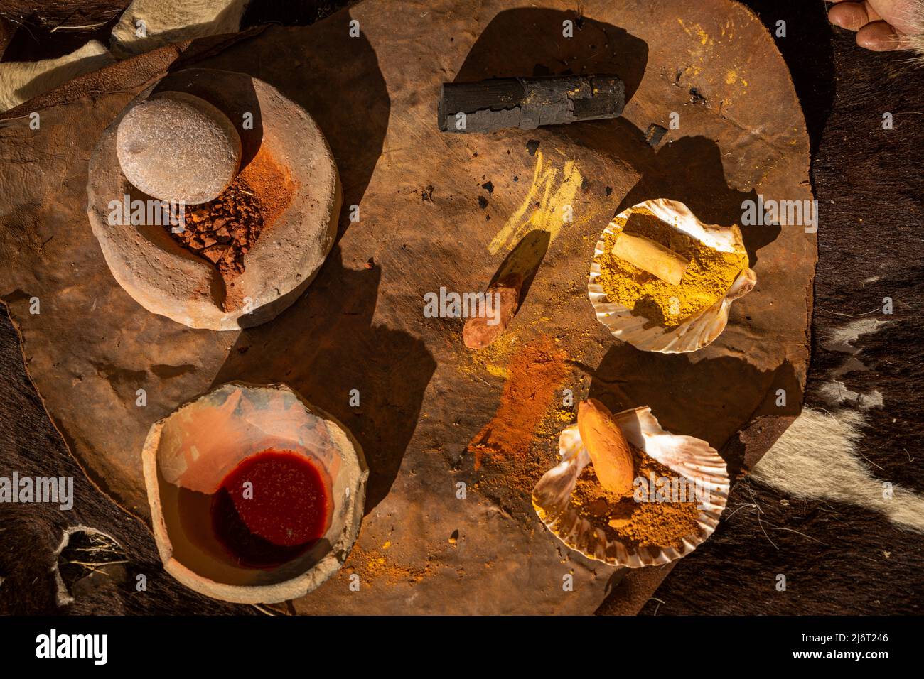 Different coloured pigments from crushed ochre Stock Photo - Alamy