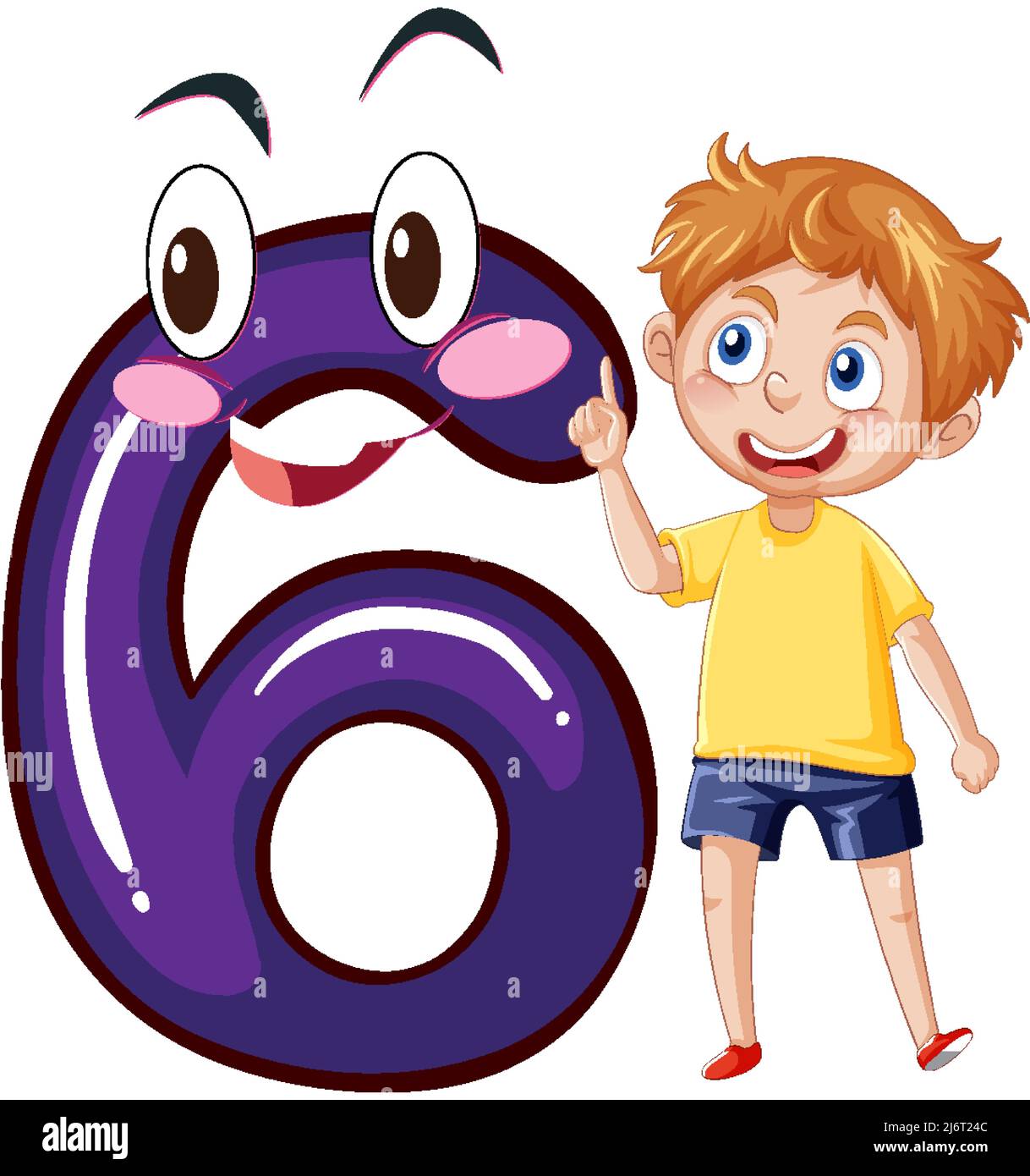 A boy with number six cartoon illustration Stock Vector Image & Art - Alamy
