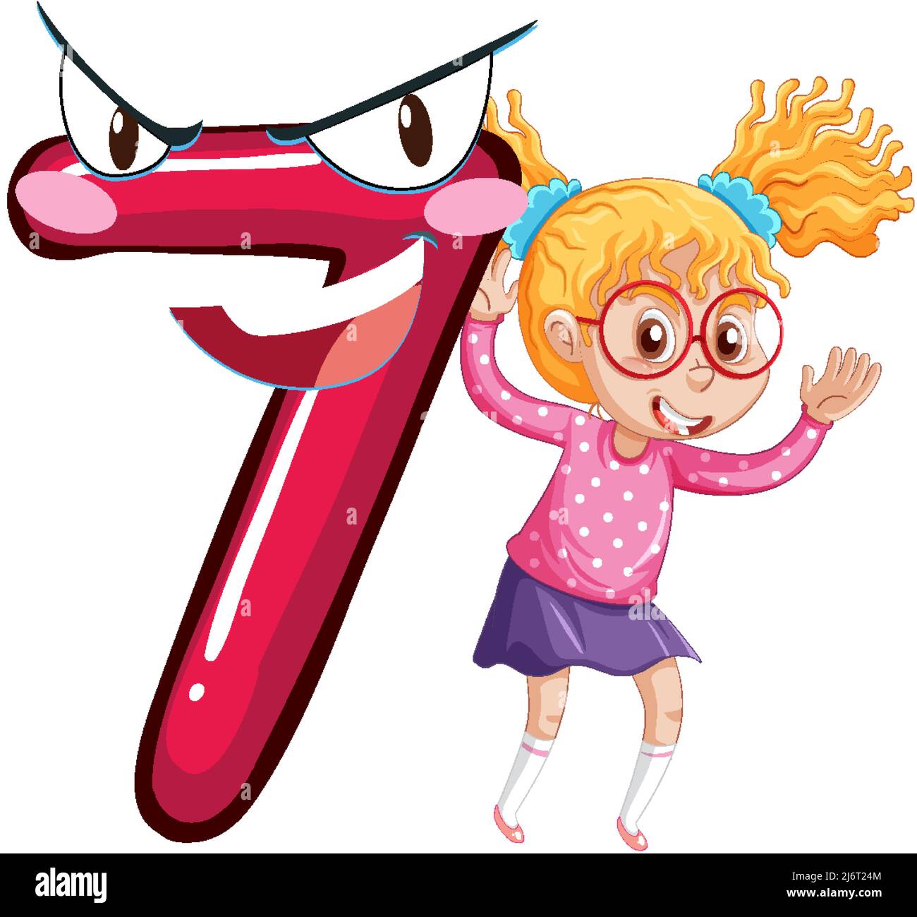 A girl with number seven cartoon illustration Stock Vector Image & Art ...