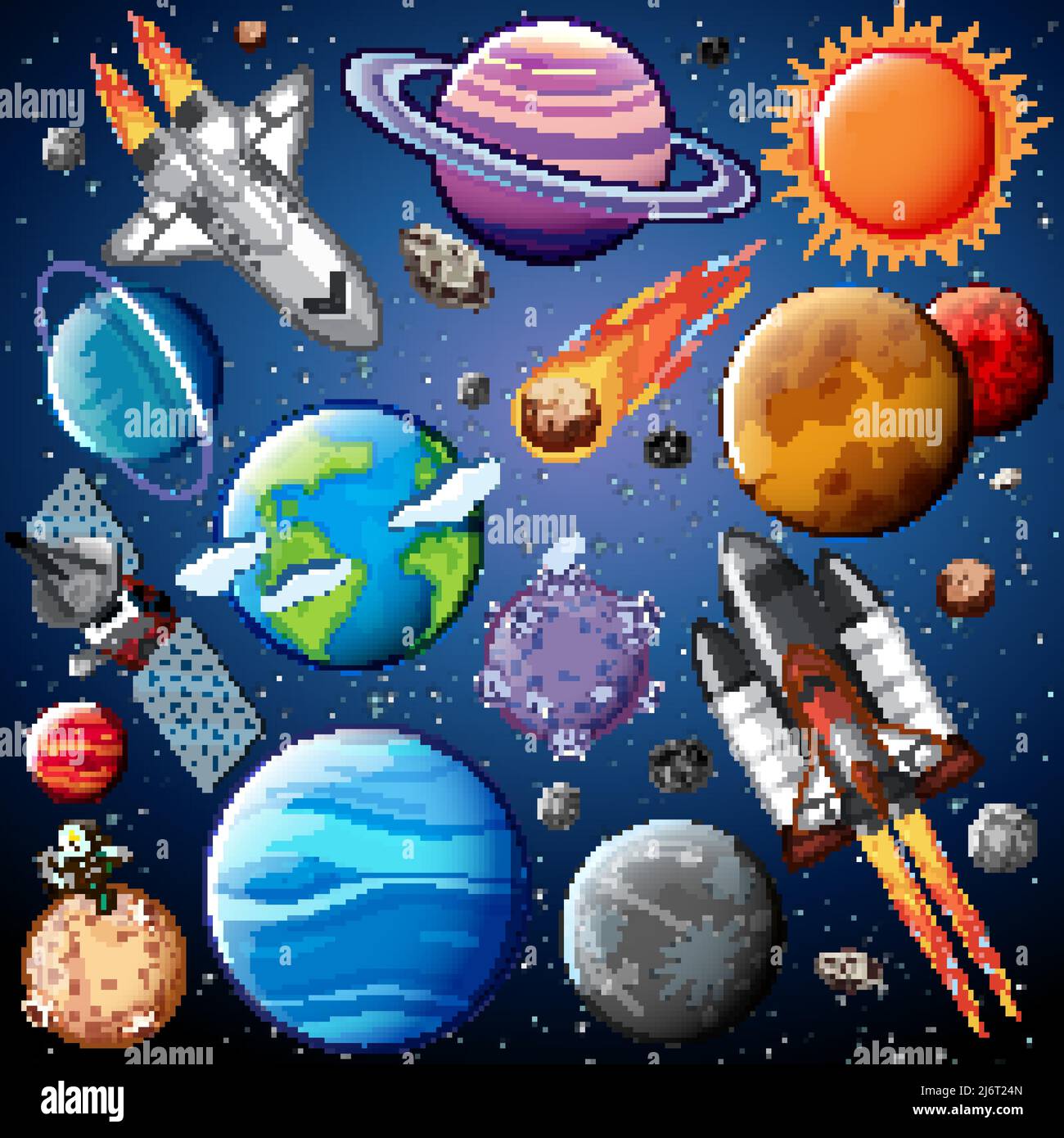 Set of space objects in space illustration Stock Vector Image & Art - Alamy