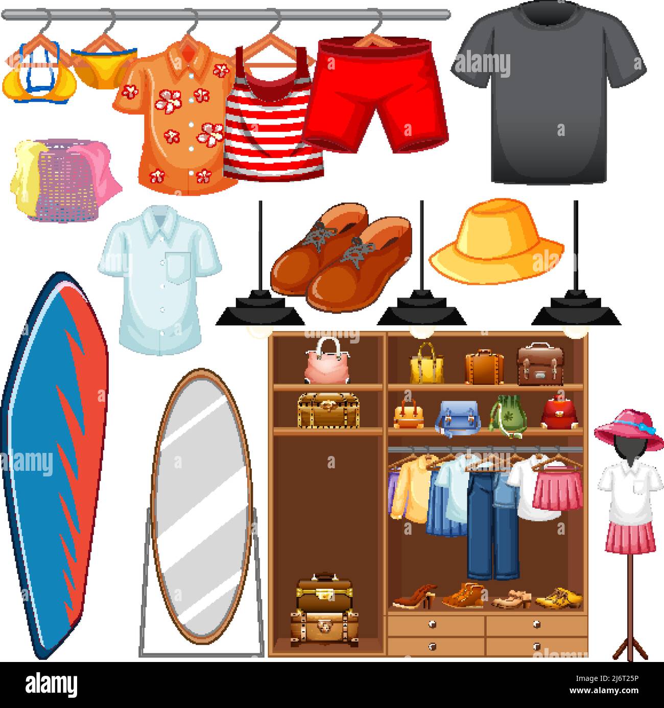 A set of different cloth on white background illustration Stock Vector ...