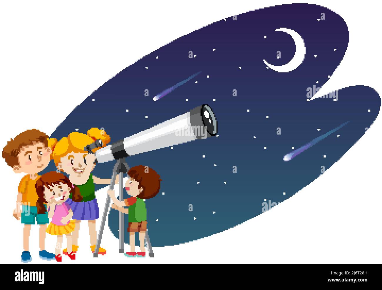 Astronomy theme with kids looking at stars illustration Stock Vector ...