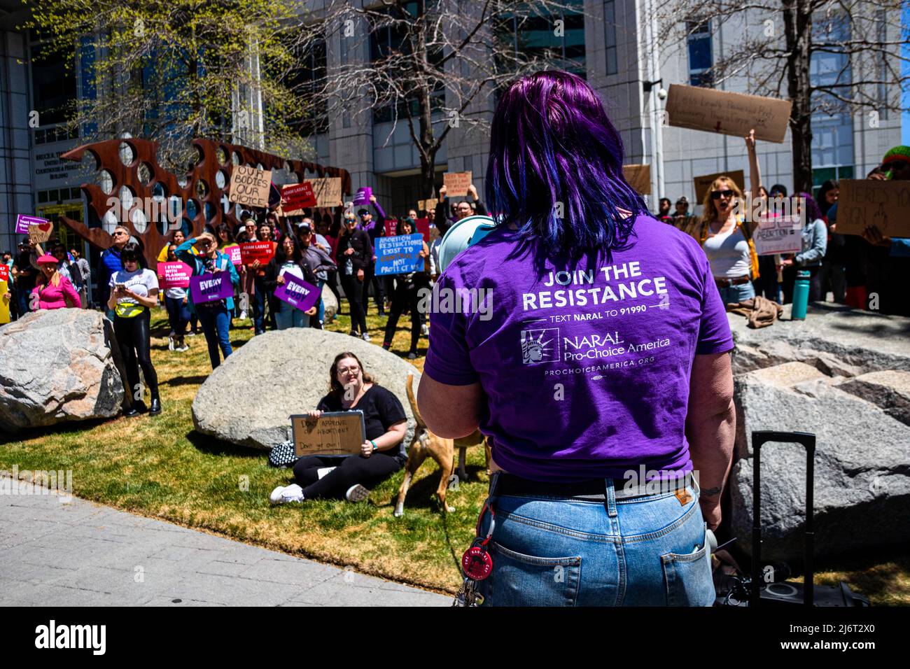 Protestor with megaphone hi-res stock photography and images - Alamy