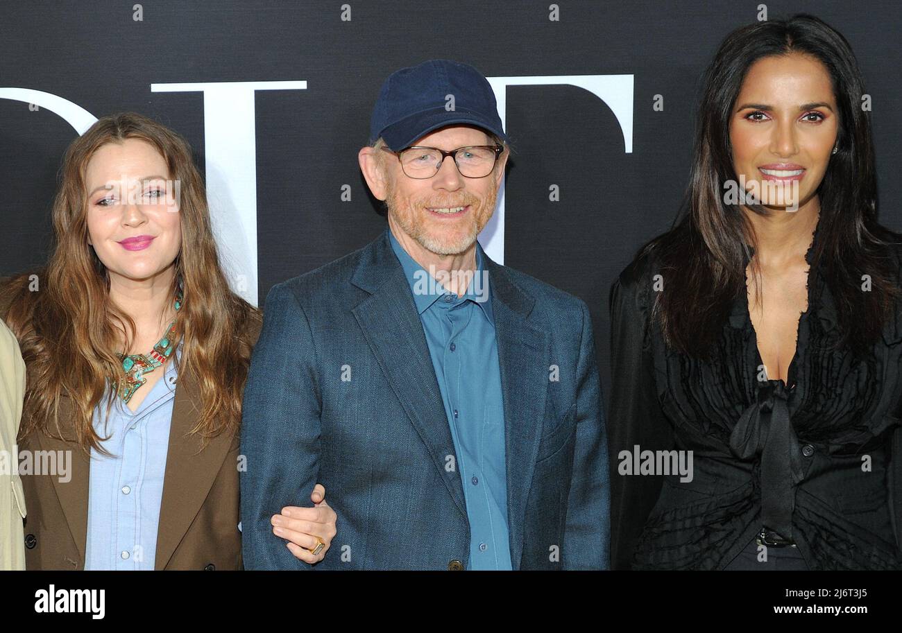 L-R: Drew Barrymore, Ron Howard and Padma Lakshmi attend the NY ...