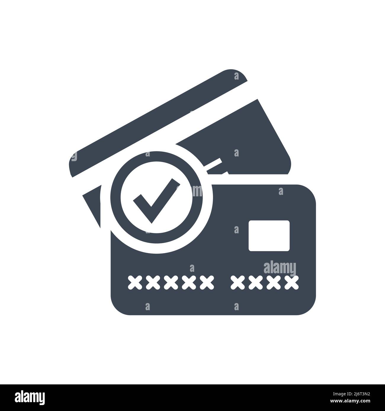 Credit card related vector glyph icon. Credit cards with check mark ...
