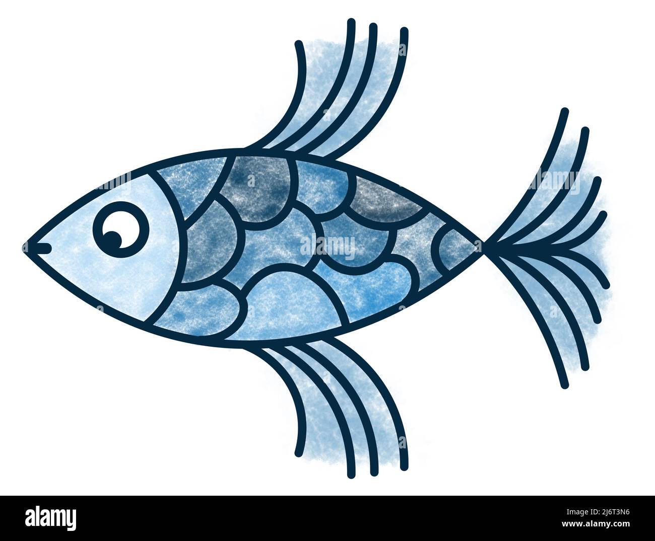 Fish Clip Art Blue Crayon Effect Isolated White Stock Photo - Alamy