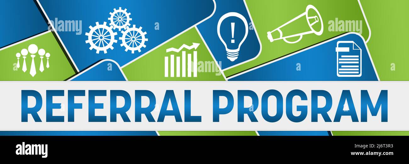 Referral Program Green Blue Rounded Squares Texture Symbols Stock Photo ...