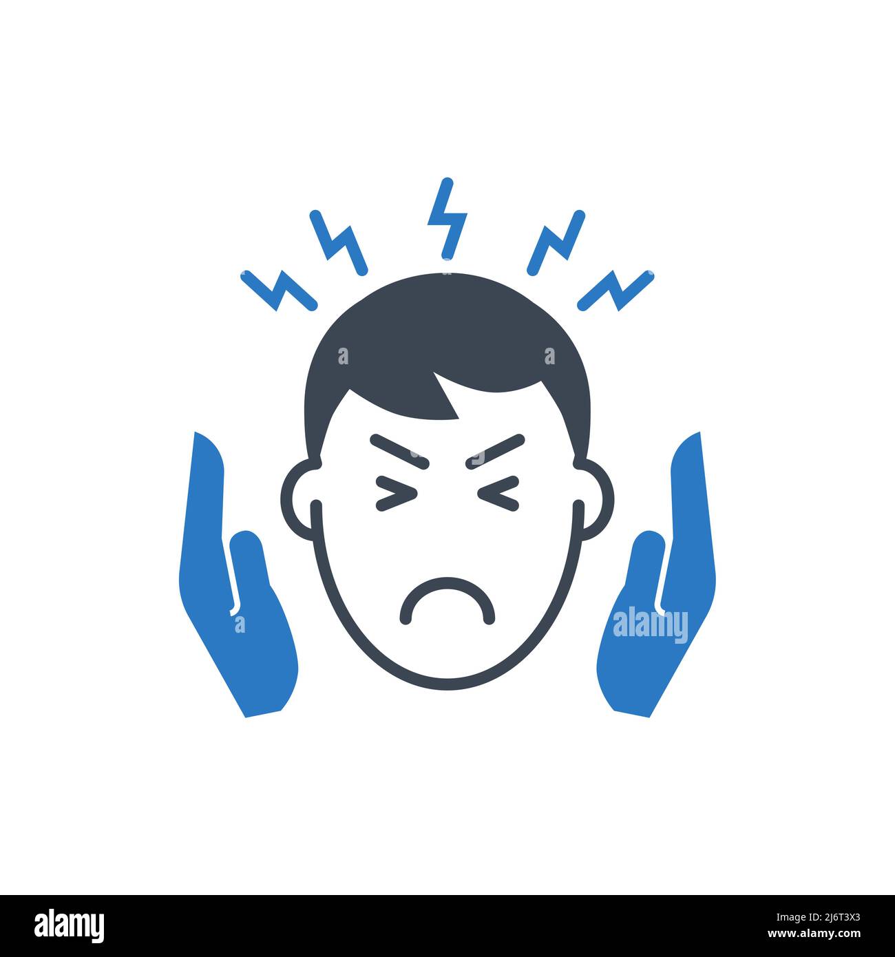 Headache related vector glyph icon. Head of man with headache in his ...