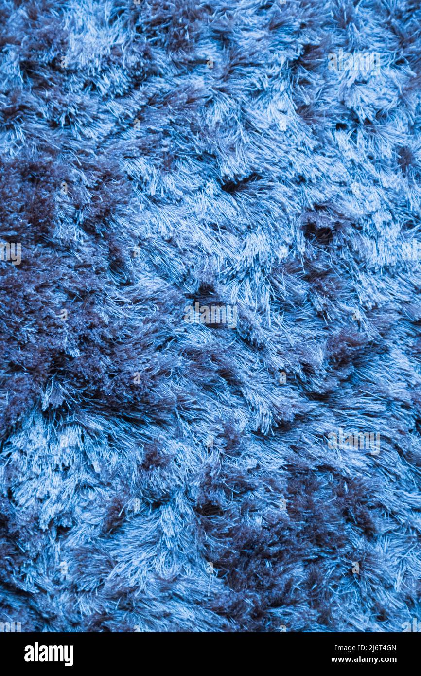 Blue fabric carpet with long pile texture background Stock Photo - Alamy
