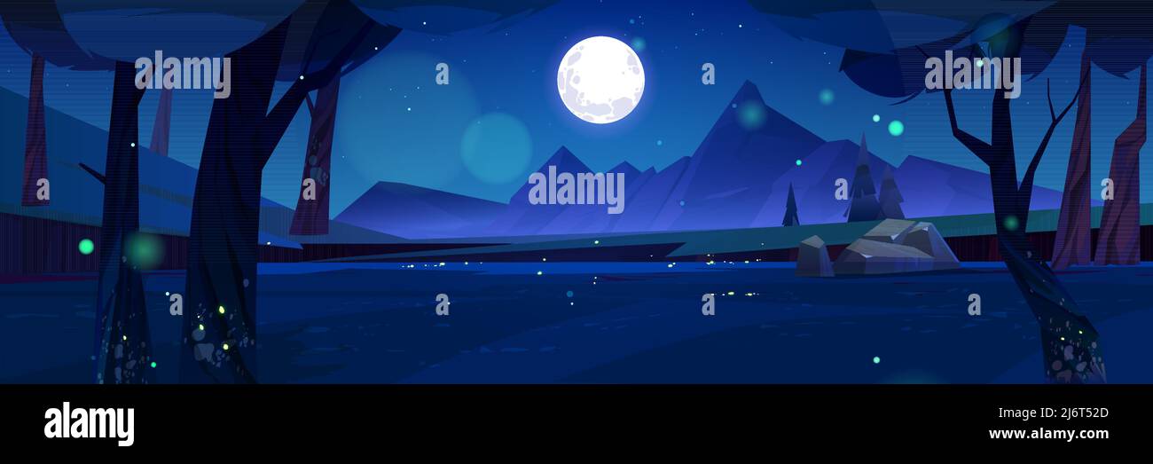 Cartoon Night Background Scene