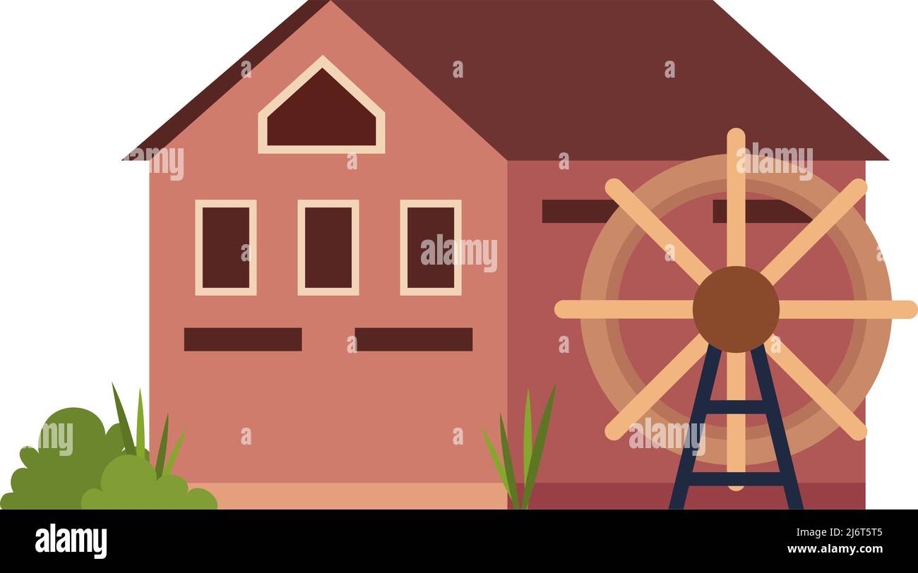 Wooden mill wheel Stock Vector Images - Alamy