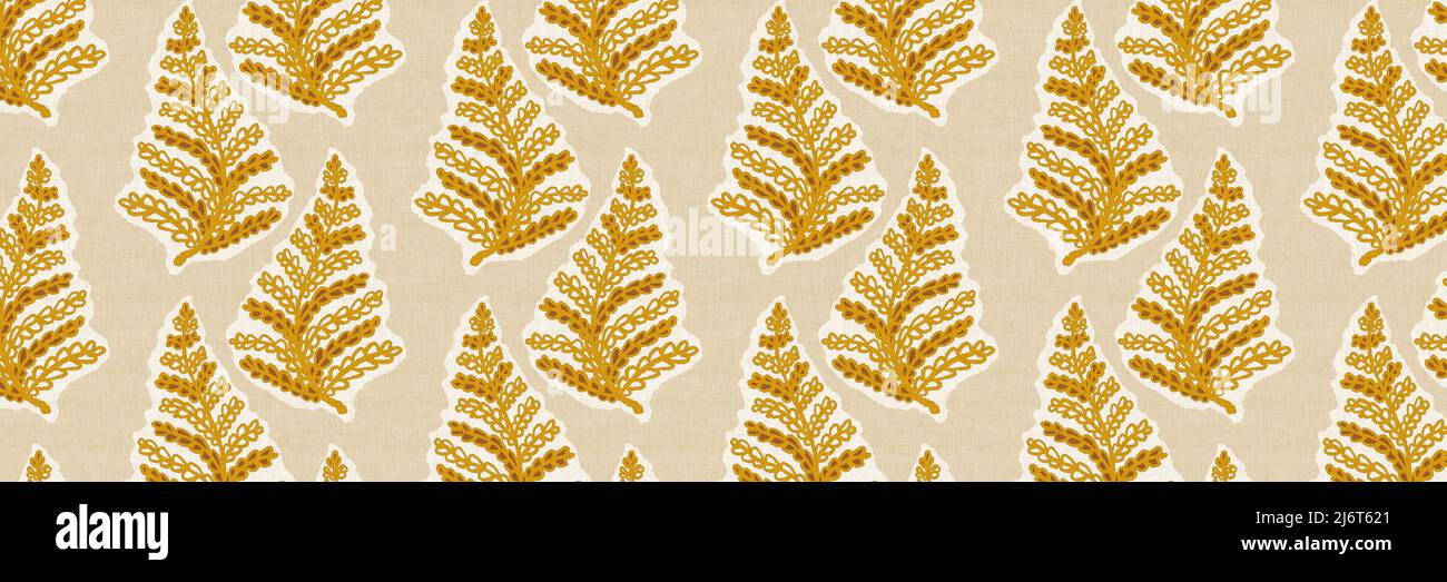 Gender neutral foliage leaf seamless raster border. Simple whimsical 2 ...