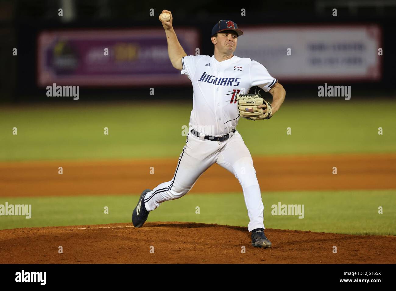 May 03, 2022: South Alabama pitcher JoJo Booker (11) pitches during a ...