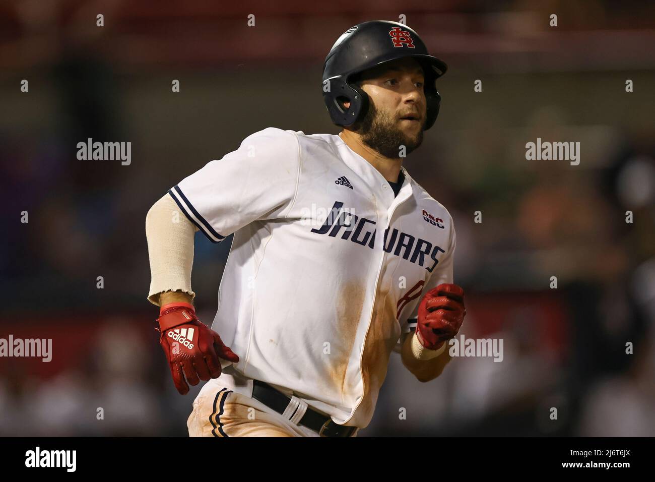 May 03, 2022: South Alabama infielder Cameron Tissue (8) runs to first ...