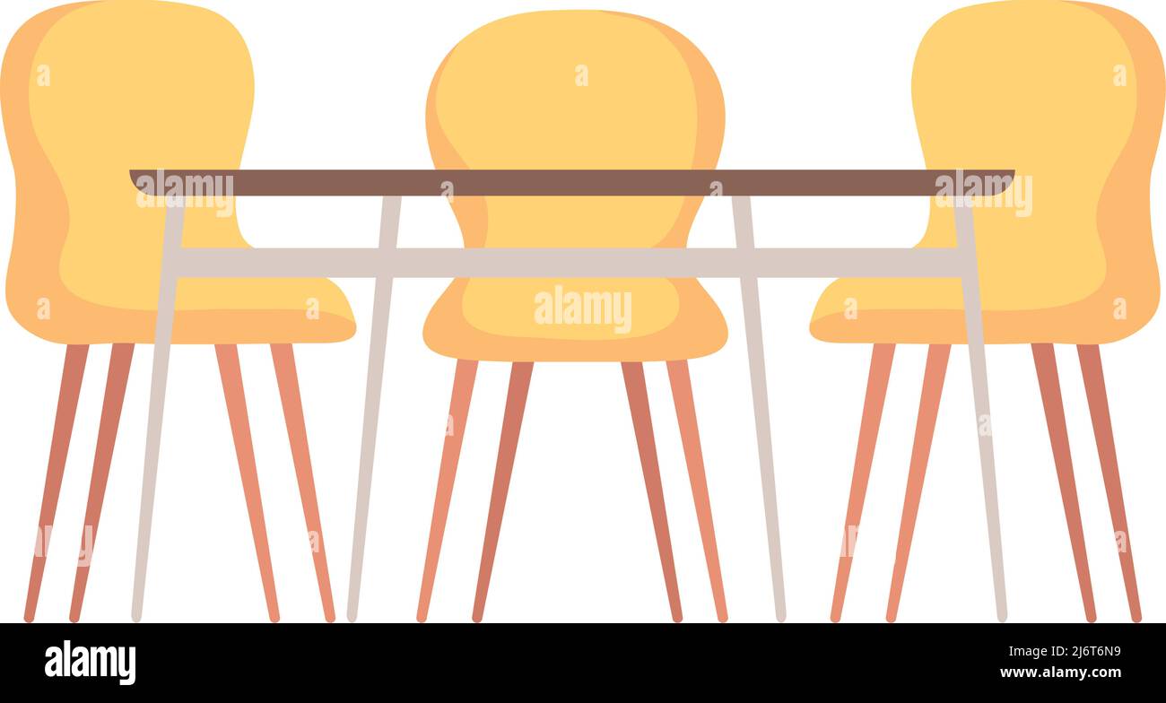 table with yellow chairs Stock Vector Image & Art - Alamy