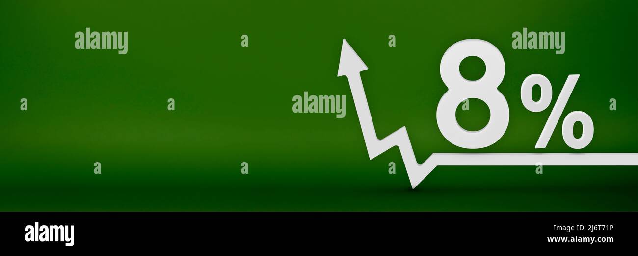 8 percent. The arrow on the graph points up. Rising prices, inflation ...