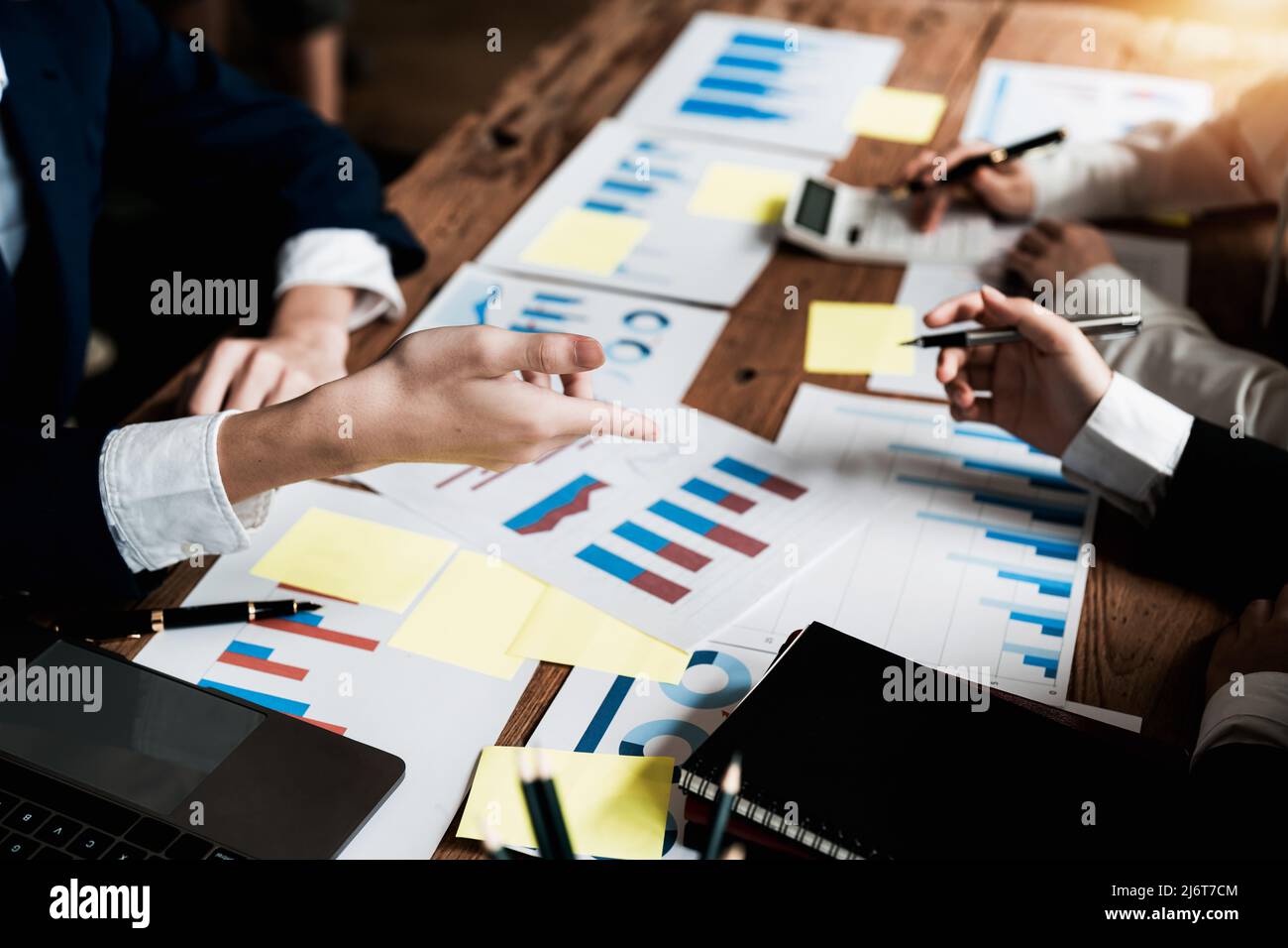 Team work process. young business managers crew working with new ...