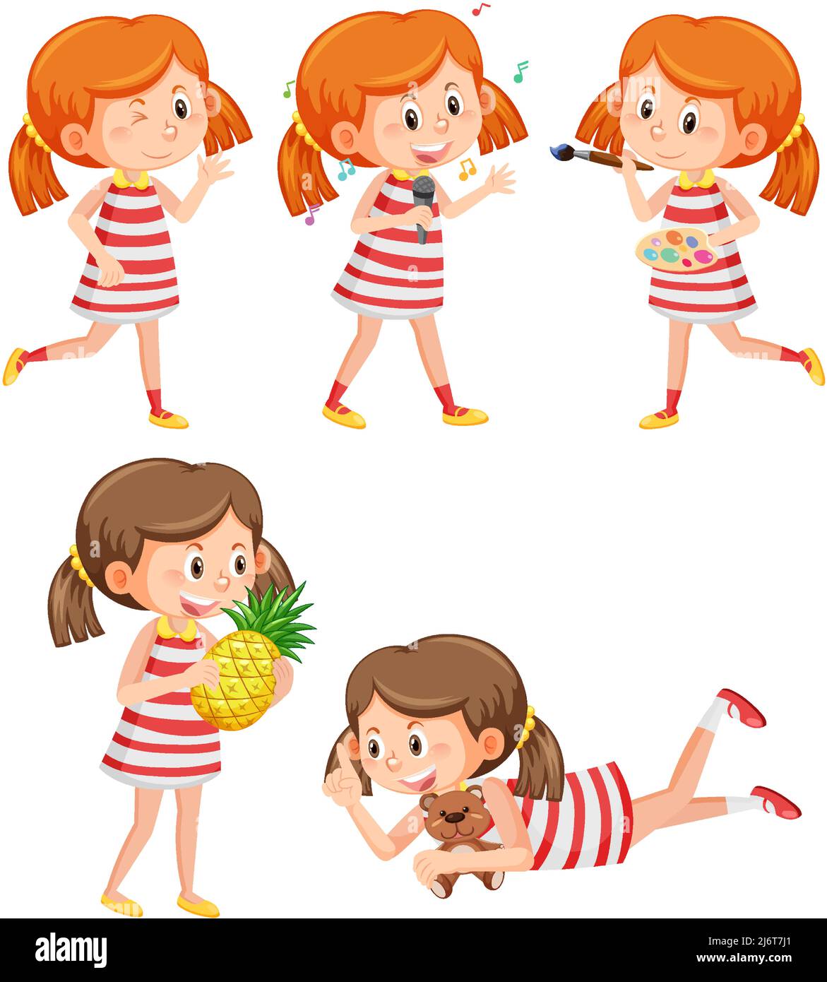 Set of girl cartoon character illustration Stock Vector Image & Art - Alamy