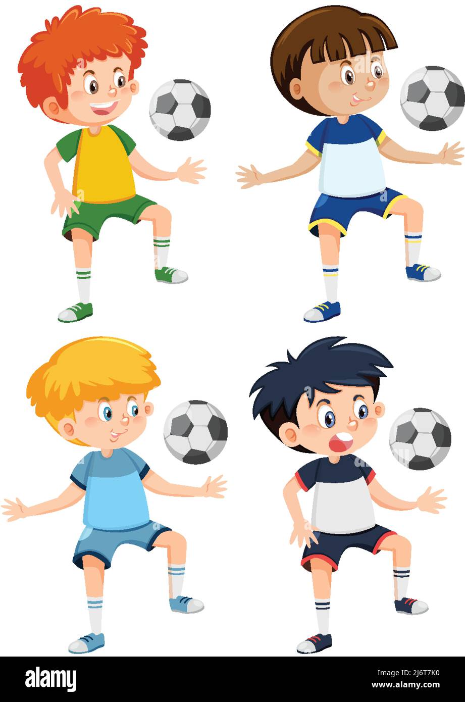 Boys playing footballs cartoon illustration Stock Vector Image & Art ...