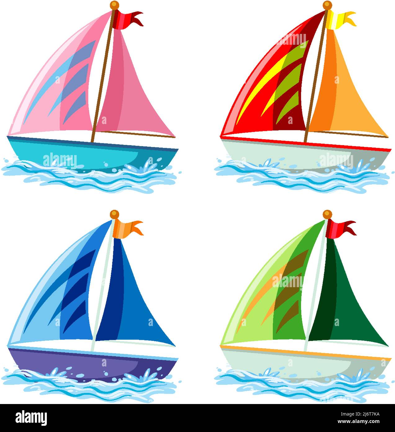 Set of sailboats in different colours illustration Stock Vector Image ...