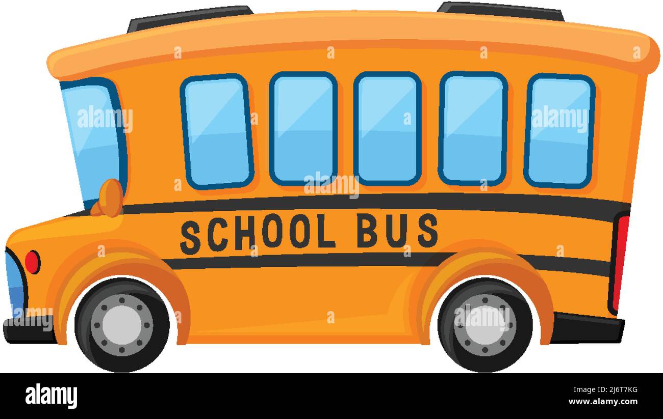 Simple cute school bus on white background illustration Stock Vector ...