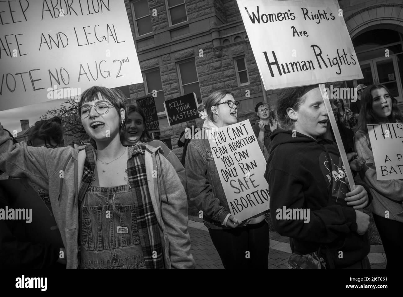 May 3, 2022, Manhattan, Kansas, USA: Community members gather in front ...