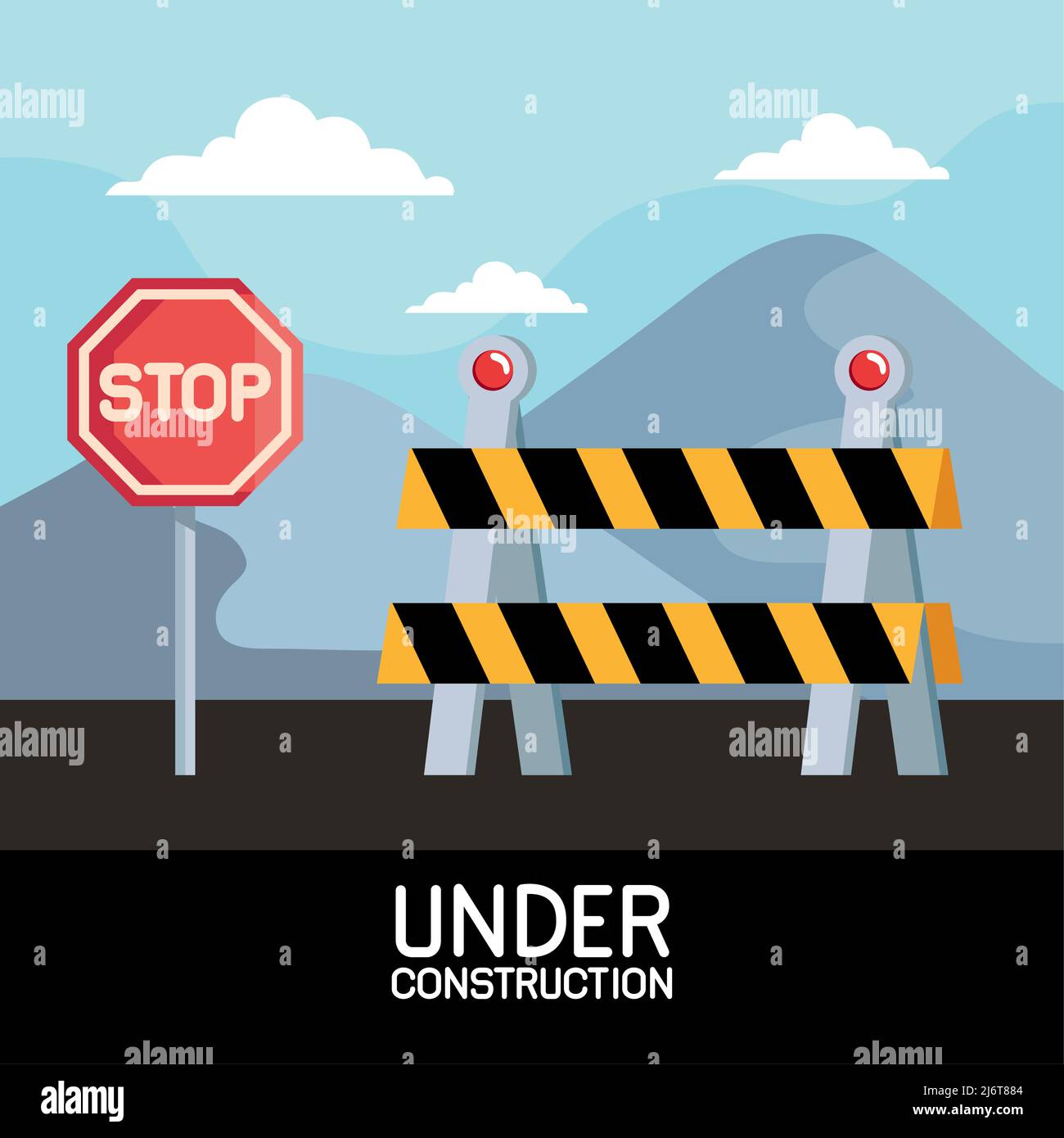 under construction lettering with signal Stock Vector Image & Art - Alamy