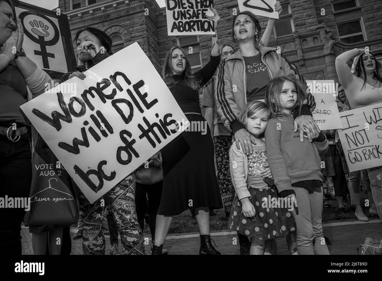 May 3, 2022, Manhattan, Kansas, USA: Community members gather in front ...