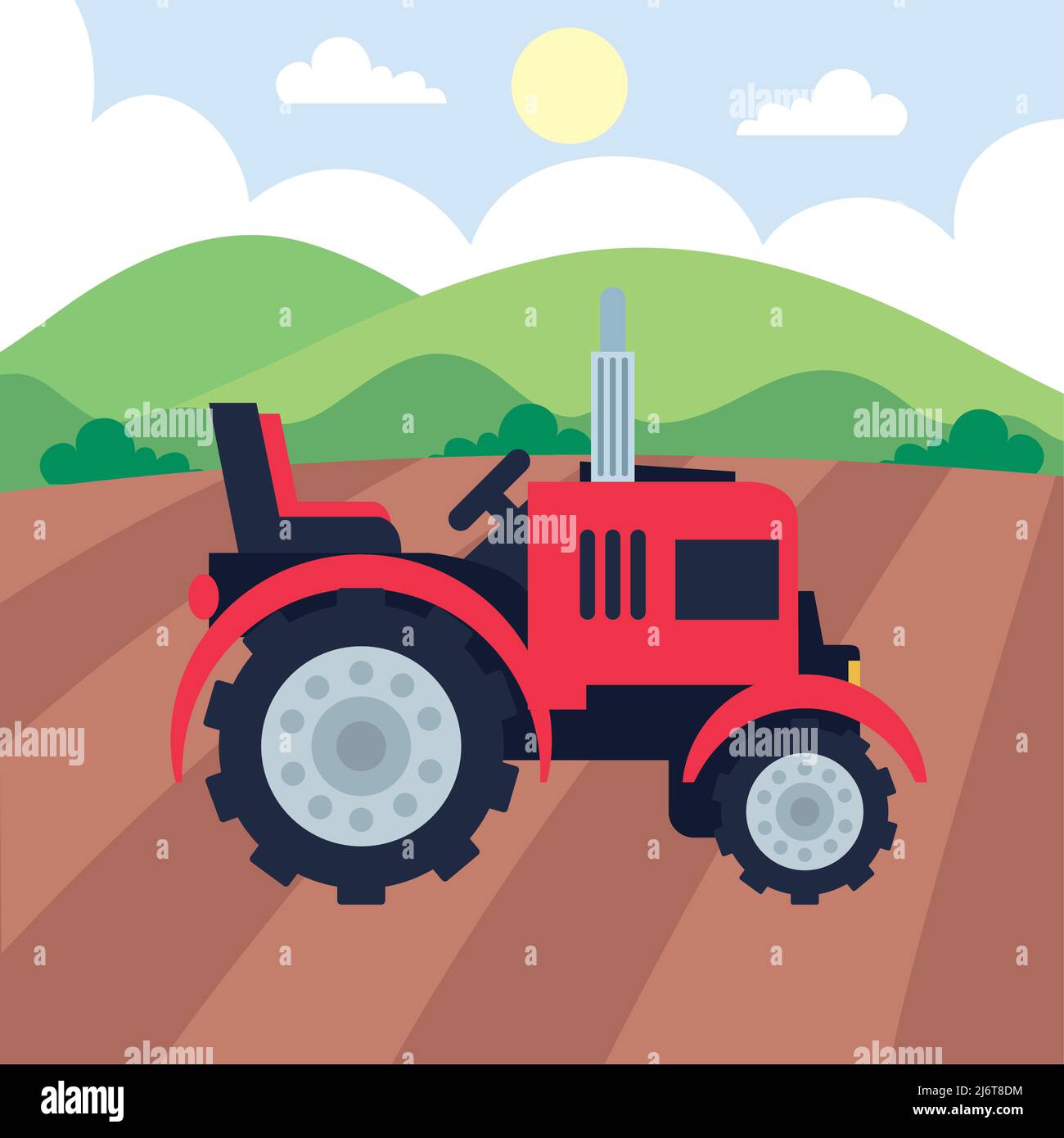farm scene with tractor Stock Vector Image & Art - Alamy