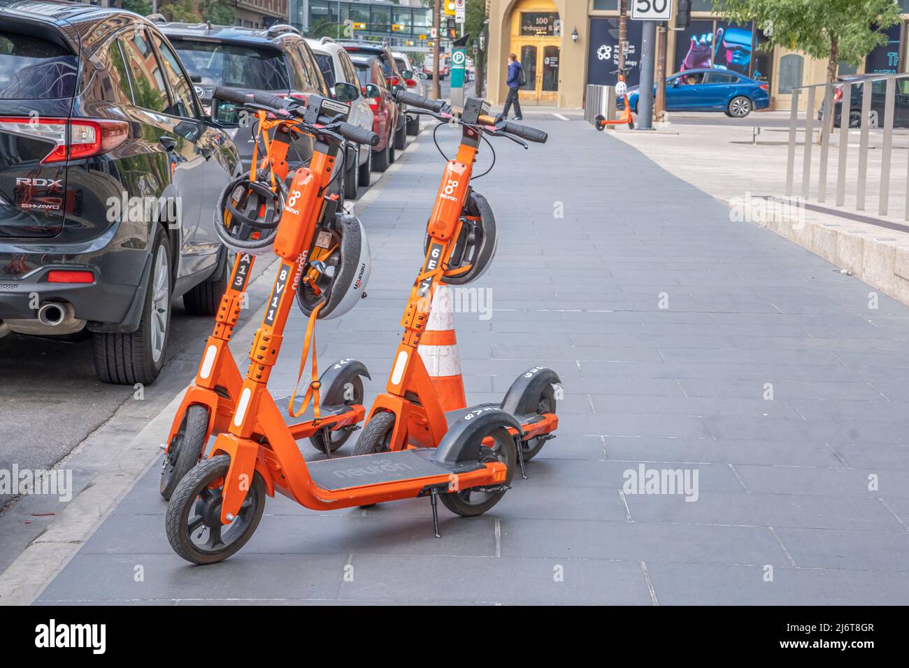 September 05 2021 - Calgary Alberta Canada - Electric Scooters with ...