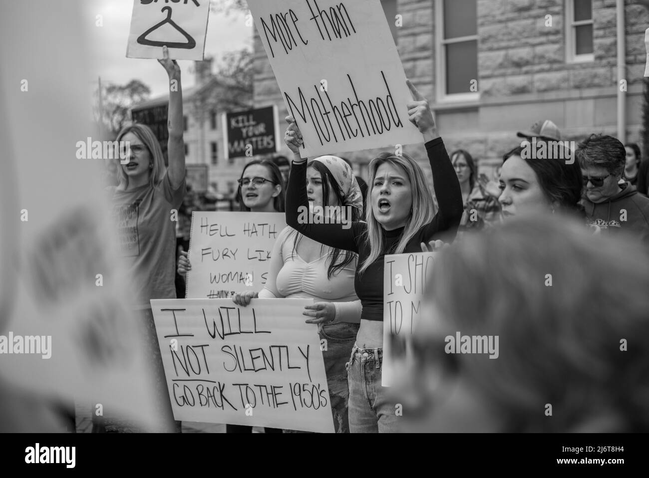 May 3, 2022, Manhattan, Kansas, USA: Community members gather in front ...