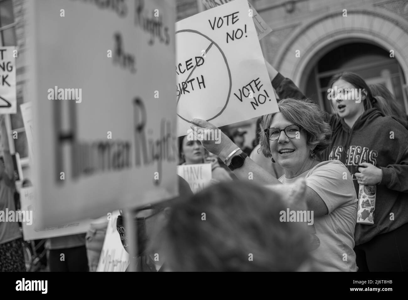 May 3, 2022, Manhattan, Kansas, USA: Community members gather in front ...
