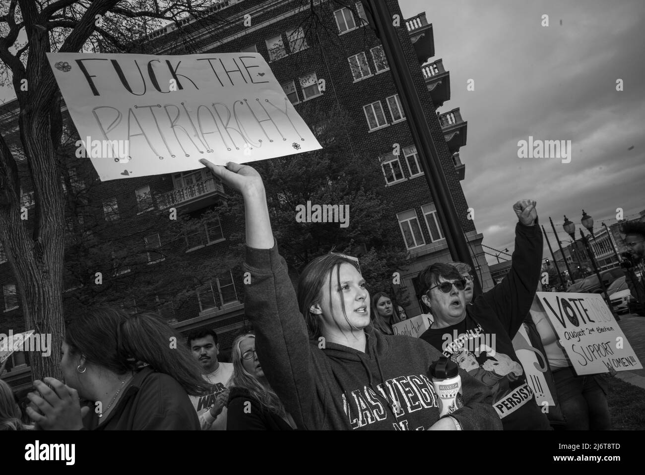 May 3, 2022, Manhattan, Kansas, USA: Community members gather in front ...