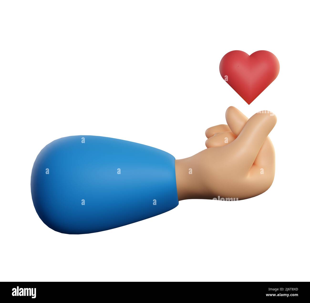 Human hand holding flying heart. Making heart symbol with fingers ...