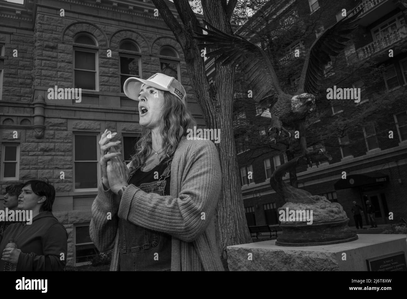 May 3, 2022, Manhattan, Kansas, USA: Community members gather in front ...