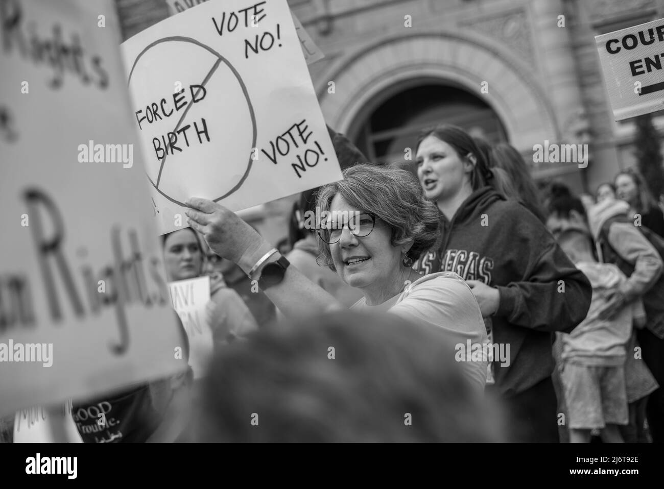 May 3, 2022, Manhattan, Kansas, USA: Community members gather in front ...