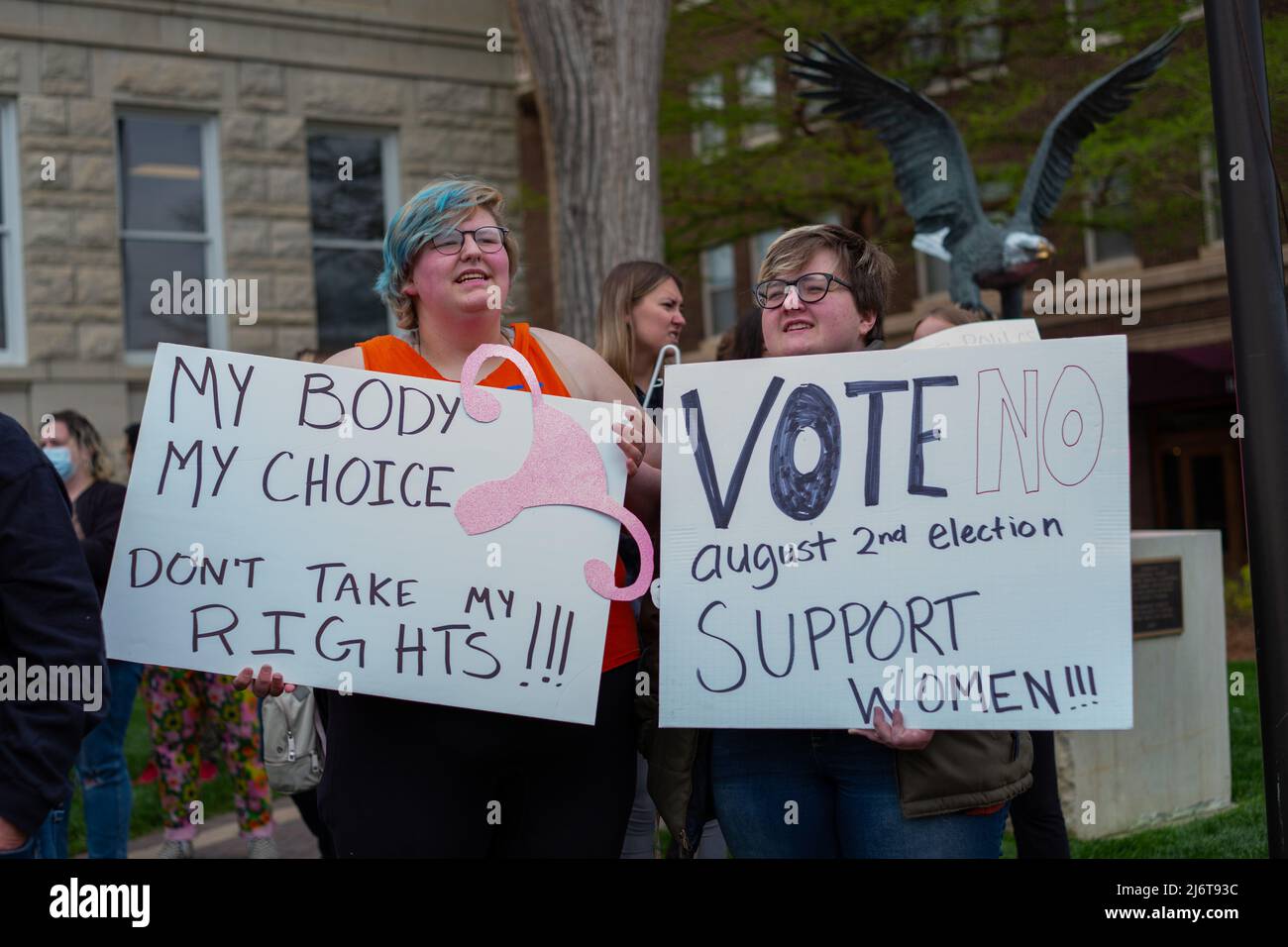 May 3, 2022, Manhattan, Kansas, USA: Community members gather in front ...