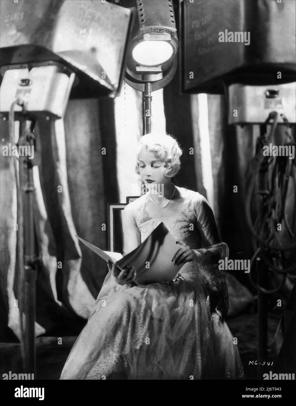 LEILA HYAMS 1929 on set candid portrait reading script publicity for ...