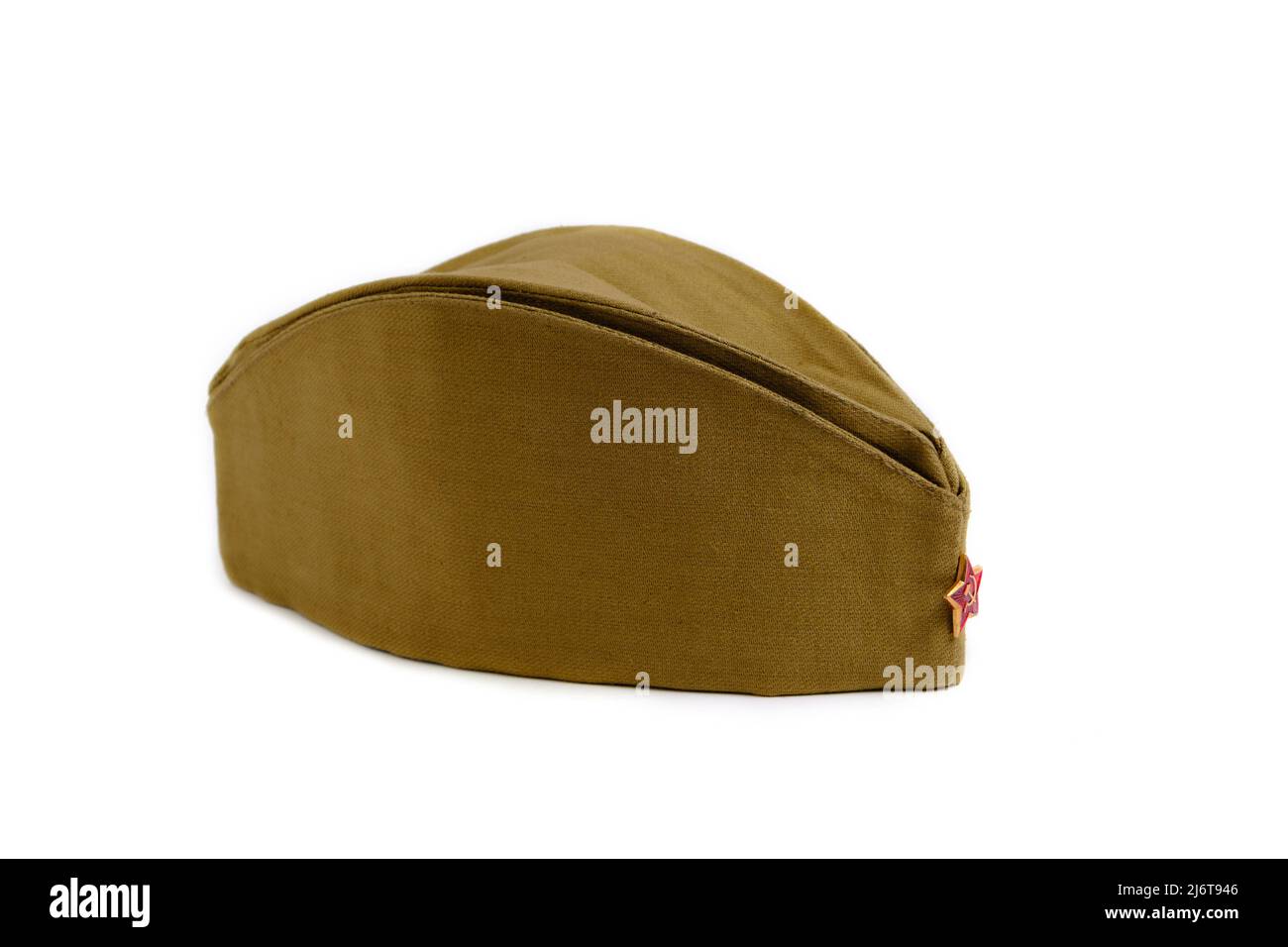 Cap with red star, headdress serviceman red army Soviet Union, on white ...