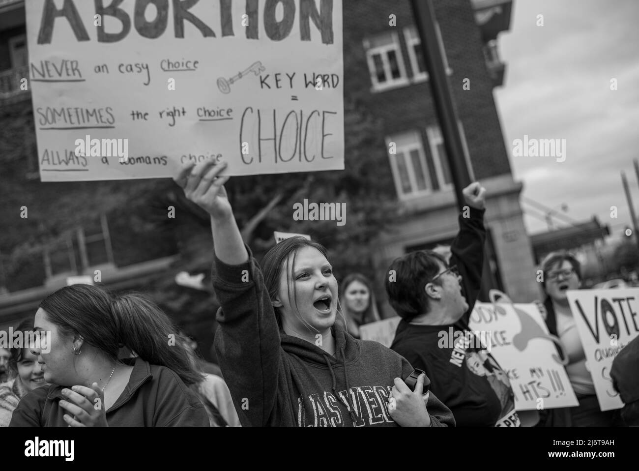 May 3, 2022, Manhattan, Kansas, USA: Community members gather in front ...