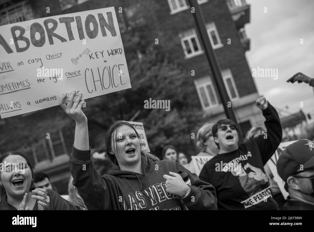 May 3, 2022, Manhattan, Kansas, USA: Community members gather in front ...