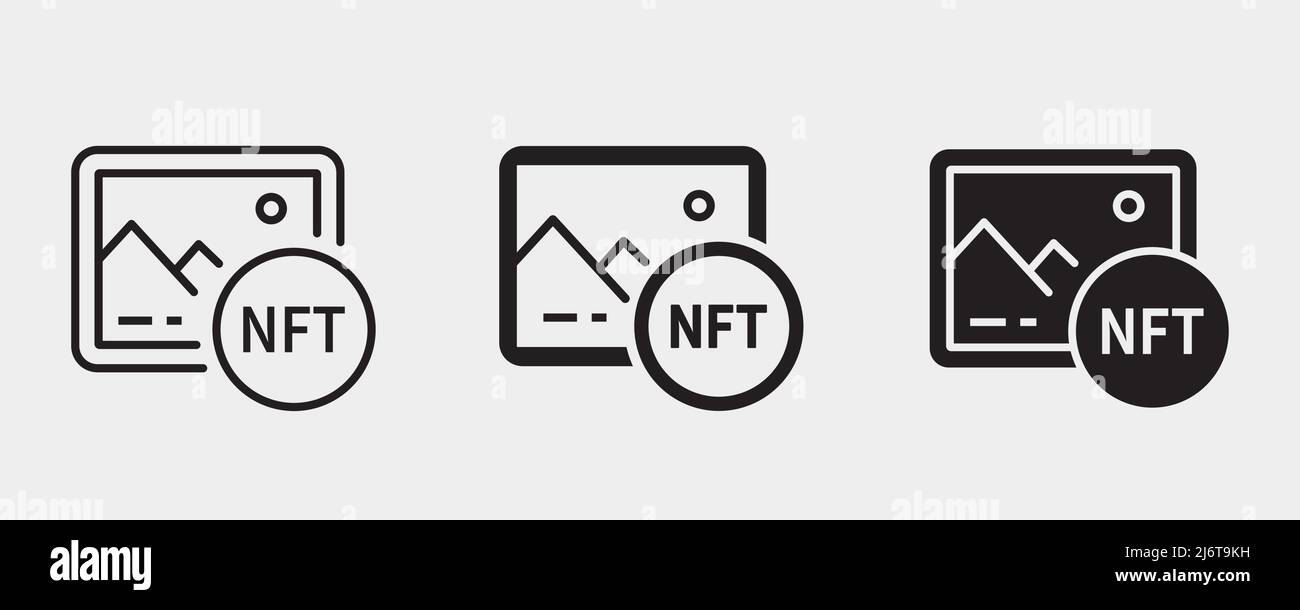 NFT icon. Black vector illustration isolated on white background for ...