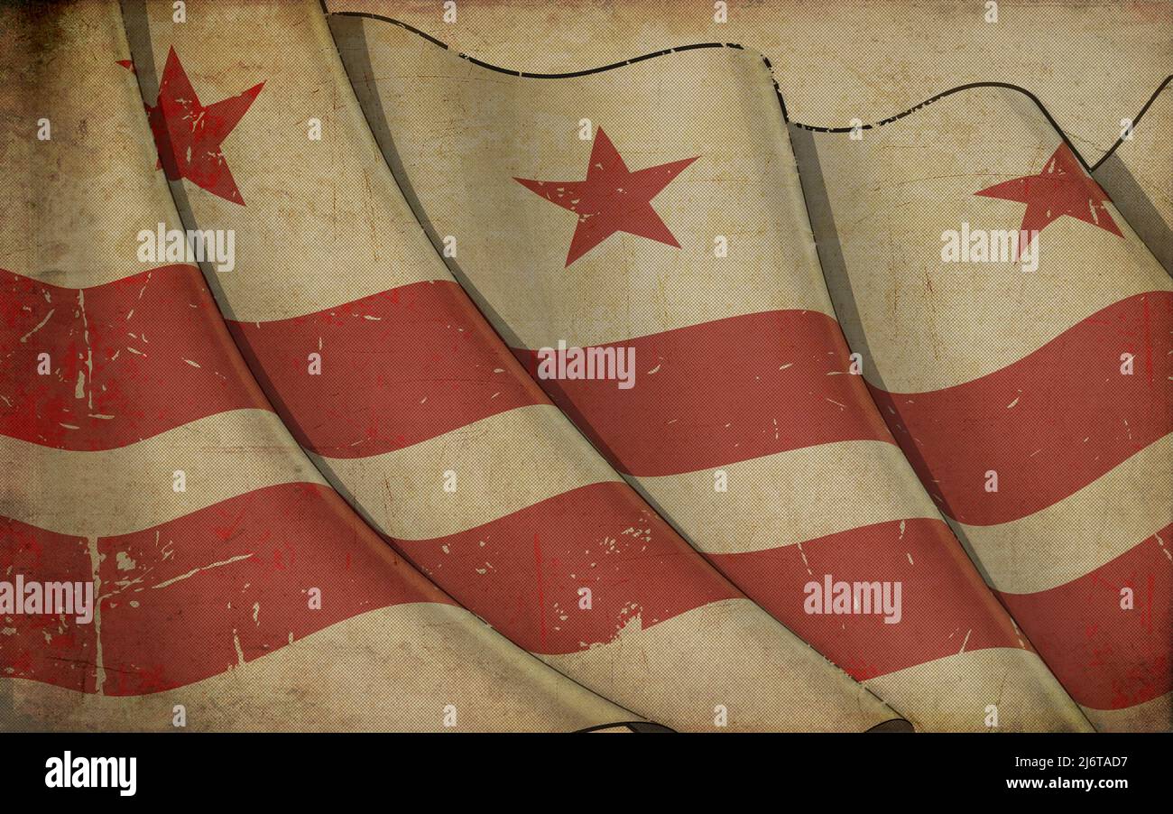 Background illustration of an old paper with a print of a waving Flag ...