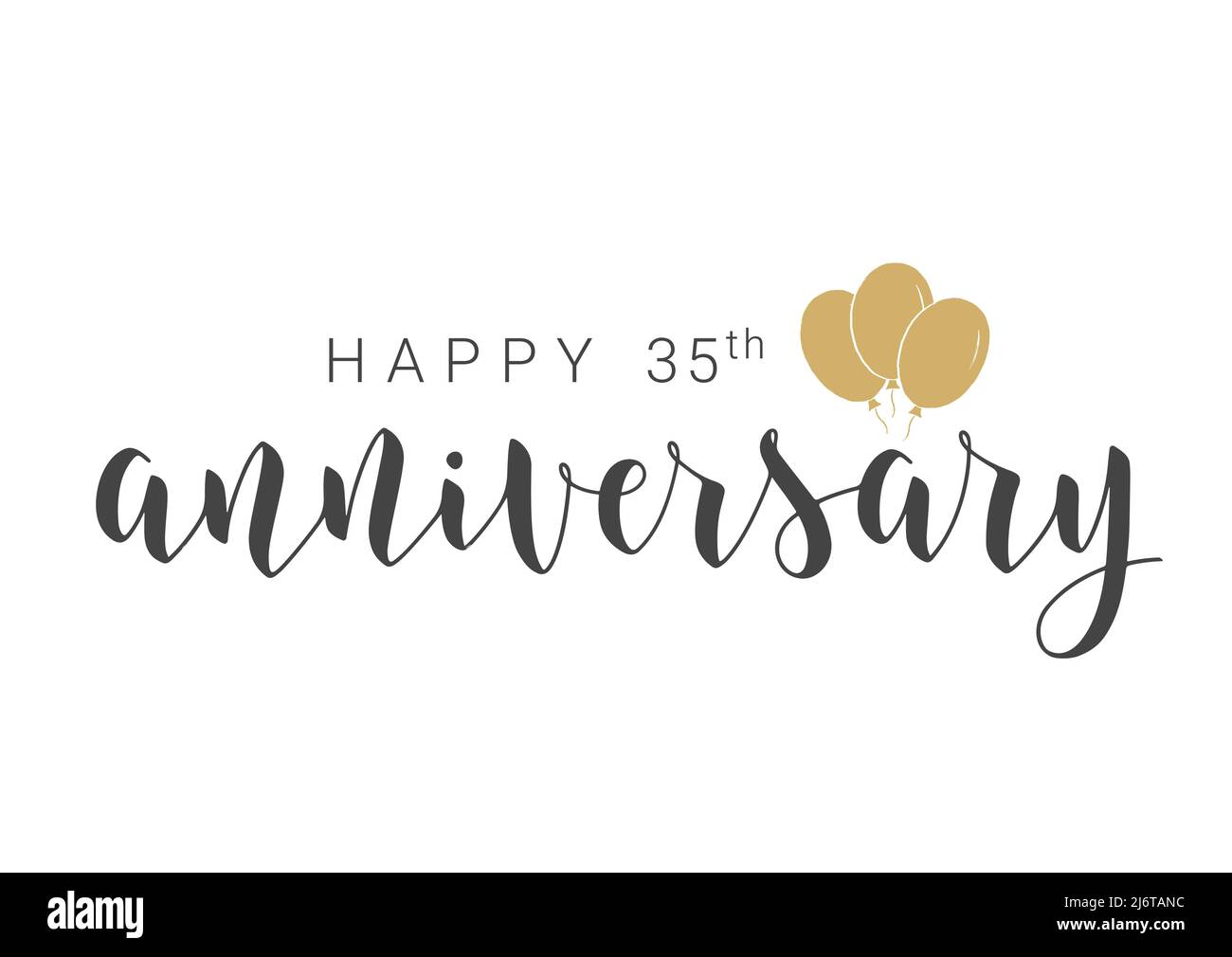 Handwritten Lettering of Happy 35th Anniversary. Template for Banner ...