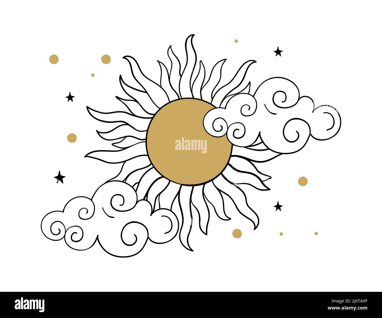 Sun with clouds, celestial icon, Chinese style Stock Vector Image & Art ...