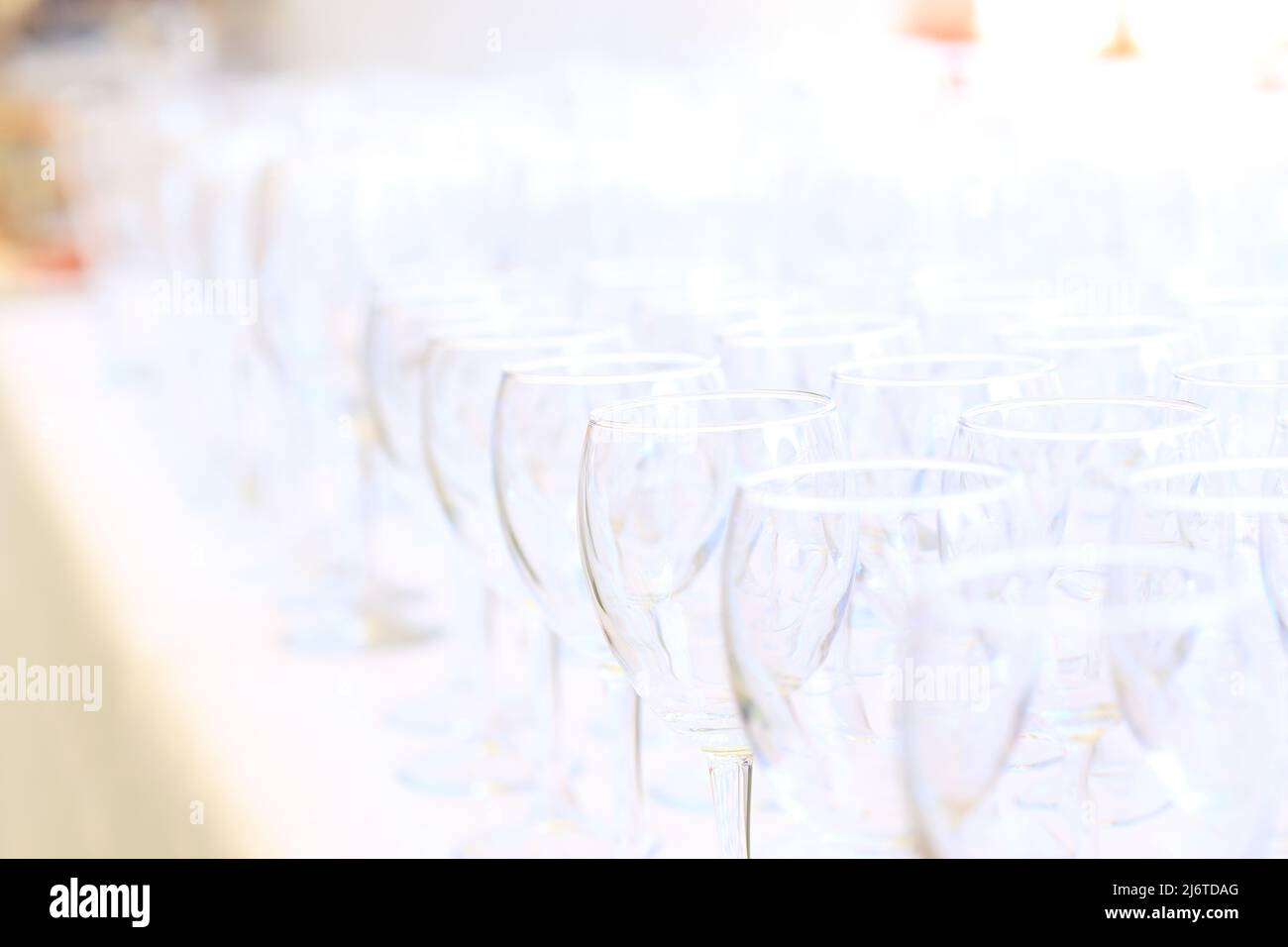 Empty wine glasses in the garden party Stock Photo - Alamy