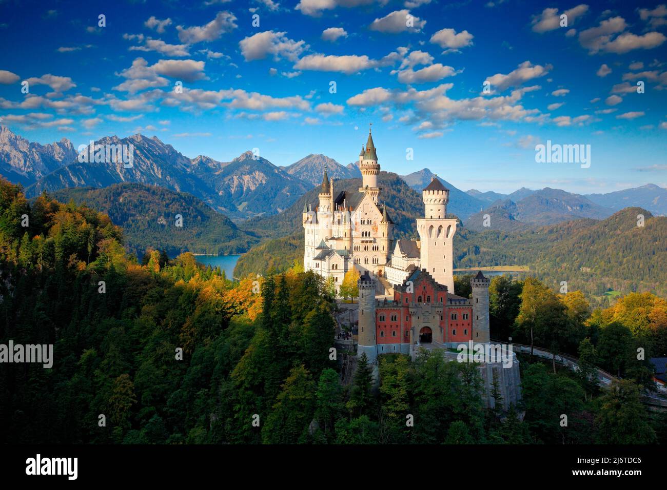 Famous fairy tale Castle in Bavaria, Neuschwanstein, Germany, morning ...