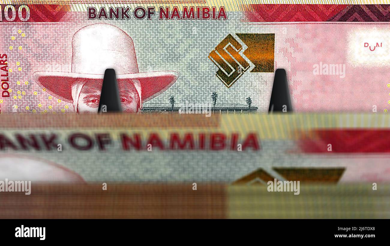 Namibian dollar money pack 3d illustration. NAD banknote bundle stacks ...