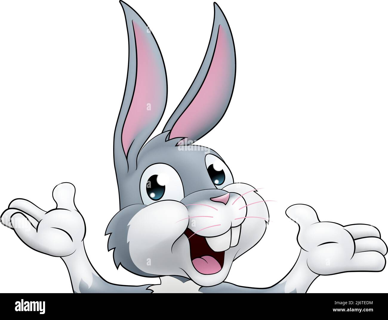 Easter Bunny Rabbit Cartoon Character Peeking Sign Stock Vector Image ...